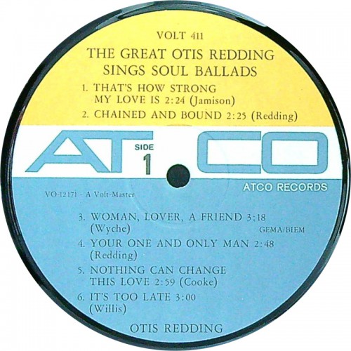 OTIS REDDING The Great Otis Redding Sings Soul Ballads (ATCO / VOLT 411) Germany 1966 mono LP (Soul)